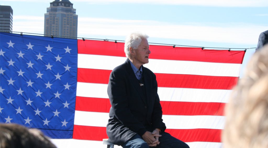 Political rally setup President Bill Clinton & James Taylor DM, IA